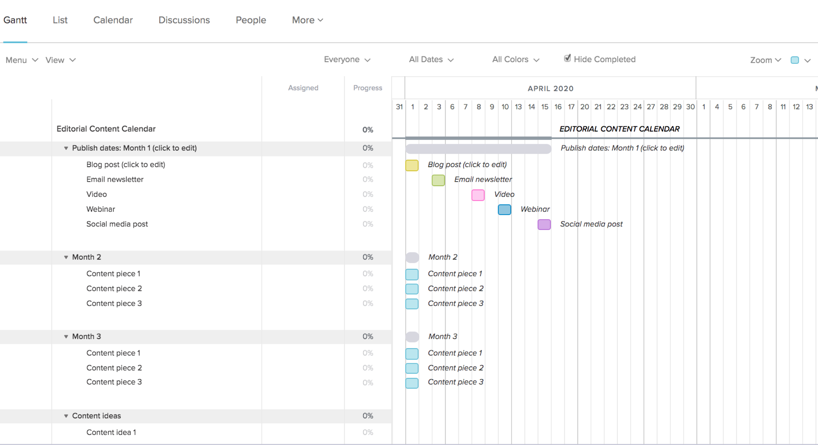 Content Calendar Template Examples TeamGantt